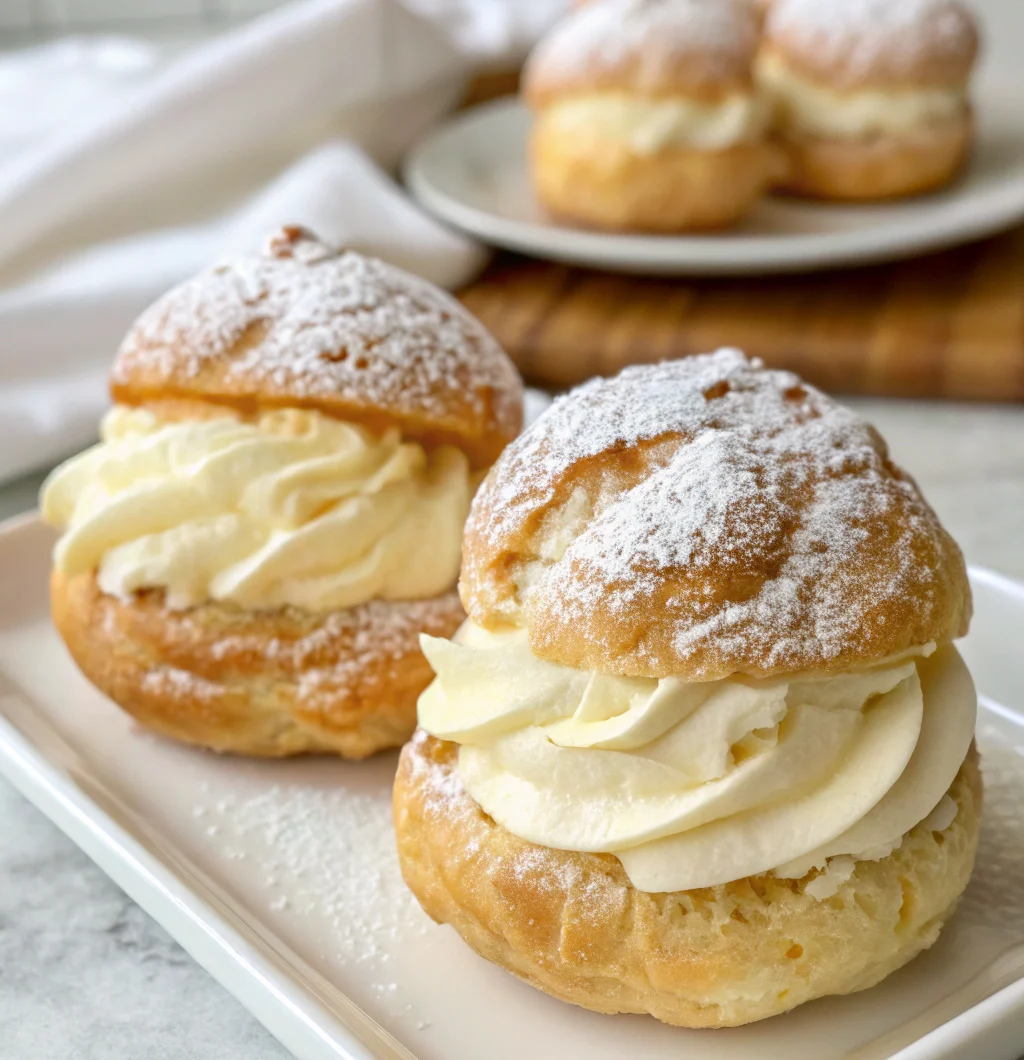 Italian Cream Puffs With Custard Filling