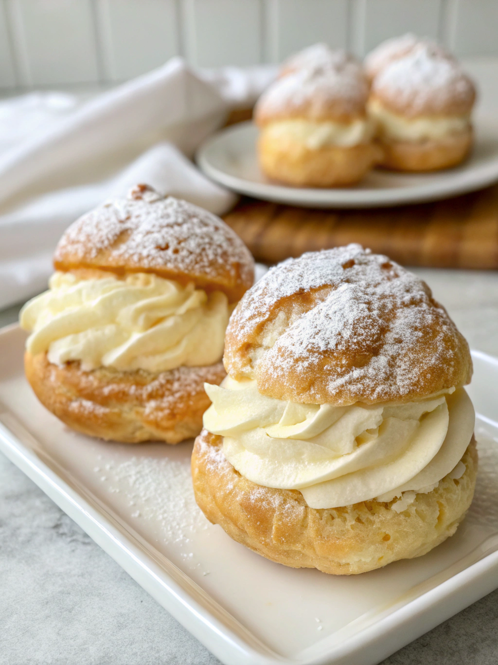 Italian Cream Puffs With Custard Filling