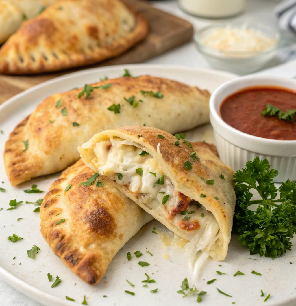 Chicken Alfredo Air Fryer Calzones | Easy Recipe